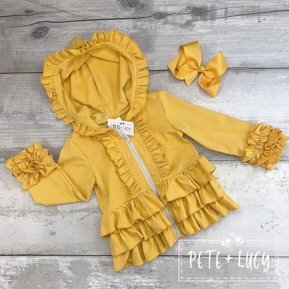 Pete & Lucy | Jackets & Coats | Pete Lucy Mustard Ruffle Jacket | Poshmark